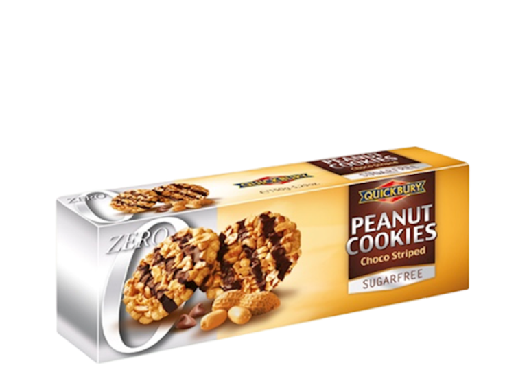 Peanut Cookies Choco Striped, Sugar Free | QUICKBURY | 18 items per pack | Prestige Concept