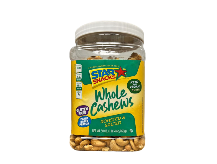 Whole Cashews, Roasted & Salted | Star Snacks | 6 items per pack ...