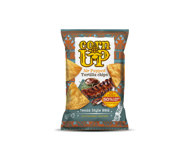 CornUP! Popped Tortilla Chips, Texas Style BBQ | RiceUP! | 24 items per pack | Prestige Concept