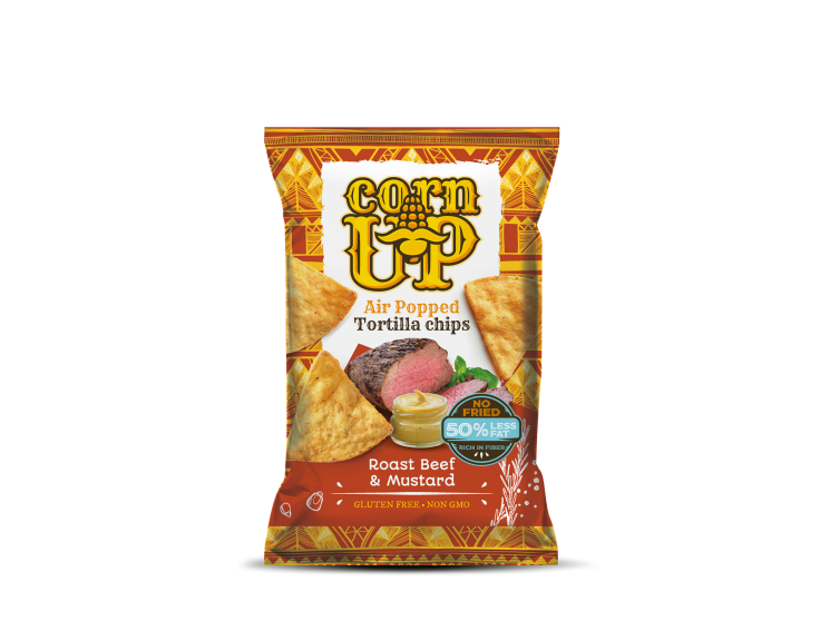 CornUP! Popped Tortilla Chips, Roast Beef & Mustard | RiceUP! | 24 items per pack | Prestige Concept